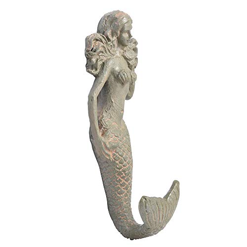 Sungmor Retro Style 7.28 Inch Heavy-duty Wall-Mounted Mermaid Hook Garden Statue Decoration | Premium Resin Indoor Outdoor Sculpture Wall Decor | Gift Idea for Families & Friends