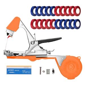 drrobor plant tying machine tomato tape tool fruit twine tool with 21 rolls of tape and 1 box of staple for garden vegetable grape cucumber pepper