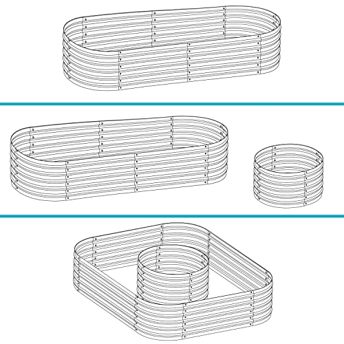 Sunnydaze Oval Raised Garden Bed - Galvalume Steel Vegetable or Flower Bed Kit - Stackable Backyard Planter Box with Rubber Edge Trim - 62.5" - Brown