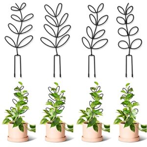 tuitessine leaf shape plant trellis for climbing houseplant trellis indoor garden trellis metal wire stake for potted plant houseplant lover gift set of 4