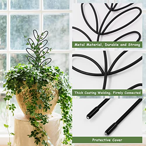 Tuitessine Leaf Shape Plant Trellis for Climbing Houseplant Trellis Indoor Garden Trellis Metal Wire Stake for Potted Plant Houseplant Lover Gift Set of 4