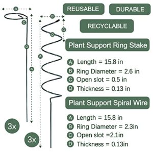 Plant Support Stakes, 6 Packs Plant Stakes for Indoor and Outdoor Plants Plant Support for Potted Plants Orchid Lily Dahlia Clematis Rose Flowers Stem