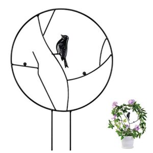 16.3" Tall Garden Trellis for Climbing Plants, Rust-Proof Iron Trellis for Indoor Potted Plants, Bird Round Circle Trellis, Metal Vine Plant Support Trellis for Vines Hoya Houseplants Ivy Flowers