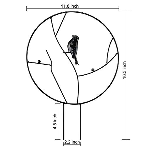 16.3" Tall Garden Trellis for Climbing Plants, Rust-Proof Iron Trellis for Indoor Potted Plants, Bird Round Circle Trellis, Metal Vine Plant Support Trellis for Vines Hoya Houseplants Ivy Flowers