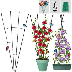 garden trellis for climbing plants outdoor and indoor 47.24inch, rustproof plant trellis support for indoor plants trellis for potted with 100 ties and 5 butterfly for flowers vegetable fruits vines