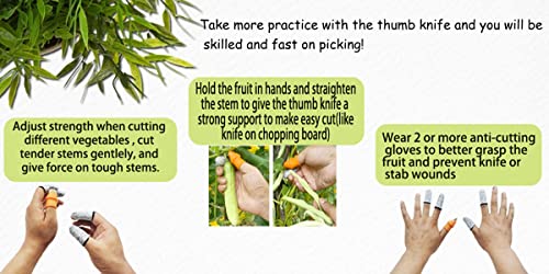 Gardening Thumb Knife with Case, Finger Pruner for Gardeners, Finger Knife-Plants Picking Trim Tools, Orange Thumb Cutter Gardening Tools Kit for Picking Plant Fruit Vegetable