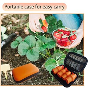 Gardening Thumb Knife with Case, Finger Pruner for Gardeners, Finger Knife-Plants Picking Trim Tools, Orange Thumb Cutter Gardening Tools Kit for Picking Plant Fruit Vegetable