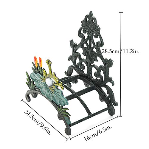 Sungmor Cast Iron Heavy Duty Garden Hose Holder - Decorative Hand-painted Frog Wall Mounted Water Hose Hanger - Wall Decoration Hanging Hose Rack - Hose Reel Storage Butler - Metal Hose Stand