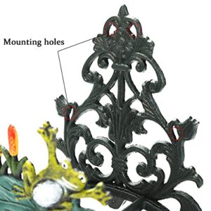 Sungmor Cast Iron Heavy Duty Garden Hose Holder - Decorative Hand-painted Frog Wall Mounted Water Hose Hanger - Wall Decoration Hanging Hose Rack - Hose Reel Storage Butler - Metal Hose Stand