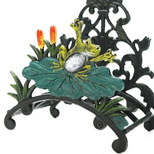 Sungmor Cast Iron Heavy Duty Garden Hose Holder - Decorative Hand-painted Frog Wall Mounted Water Hose Hanger - Wall Decoration Hanging Hose Rack - Hose Reel Storage Butler - Metal Hose Stand