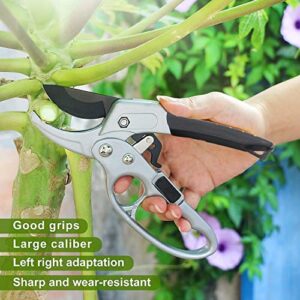 Pruning Shears for Garden - Professional Sharp Bypass Pruning Shears, Ultra Sharp Hand Pruners for Plants - Scissors Clippers, Ideal Plant Scissors, Tree Trimmer, Branch Cutter, Hedge Clippers