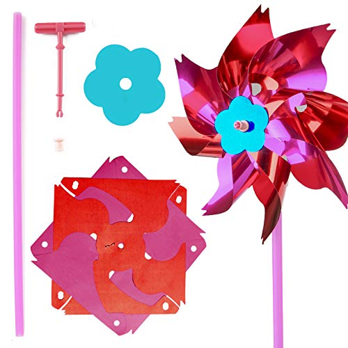 PROLOSO 24 Pack Plastic Pinwheels for Kids Party Favors DIY Lawn Windmill Set Pinwheels for Yard and Garden