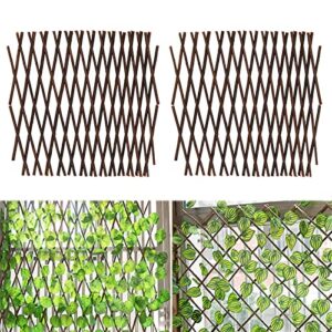 2pcs natural willow trellis, expandable plant support, plant climbing lattice, outdoor decorative wood trellis fence wall panel, garden trellis for vine ivy rose cucumbers clematis