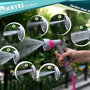 Retractable Garden Hose Reel,Water Hose Holder,9 Pattern Spray Nozzle ,Ideal for Garden Watering & Car Washing,Durable And Portable