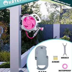 Retractable Garden Hose Reel,Water Hose Holder,9 Pattern Spray Nozzle ,Ideal for Garden Watering & Car Washing,Durable And Portable