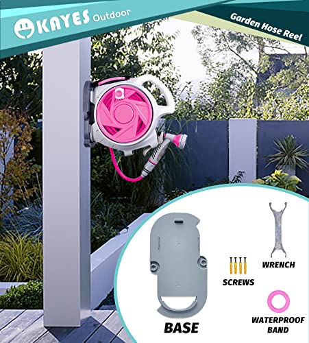 Retractable Garden Hose Reel,Water Hose Holder,9 Pattern Spray Nozzle ,Ideal for Garden Watering & Car Washing,Durable And Portable