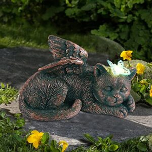 qeeman cat memorial gifts, pet angel garden solar light cat memorial stones for pet memorial gifts and pet loss gifts, ideal gifts for garden