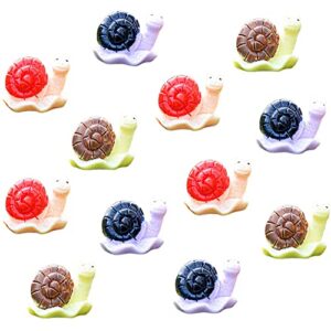 12 pcs mini snail figurines, fairy garden snail miniature figurines moss landscape diy terrarium crafts ornament plant pots bonsai craft decor