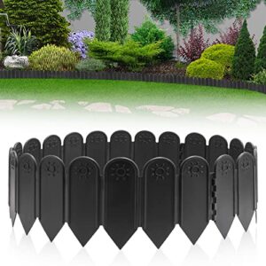 eeocwf 5pcs black garden edging borders, 16.5″x6″ plastic garden landscape edging, 6.88ft interlocking decorative garden fences edging, lawn edge flower bed border for diy patio walkways yard