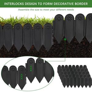 EEOCWF 5PCS Black Garden Edging Borders, 16.5"X6" Plastic Garden Landscape Edging, 6.88ft Interlocking Decorative Garden Fences Edging, Lawn Edge Flower Bed Border for DIY Patio Walkways Yard