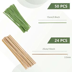 Pllieay Min Bamboo Trellis Garden Trellis Plant Trellis for Climbing Plants Potted Indoor Plants, Includes 12 Pack 16 Inch Natural Bamboo Stakes, 50PCS Ties and 24PCS Bamboo Sticks