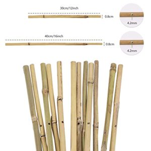 Pllieay Min Bamboo Trellis Garden Trellis Plant Trellis for Climbing Plants Potted Indoor Plants, Includes 12 Pack 16 Inch Natural Bamboo Stakes, 50PCS Ties and 24PCS Bamboo Sticks