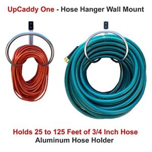 UpCaddy Hose Hanger Wall Mount, Holds 25 to 125 Feet of 3/4 Inch Hose – Aluminum Hose Hook