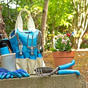 Kit4Pros Garden Tool Set Gardening Gifts for Women & Men & Birthday | Heavy Duty Tools Kit | Pruning Shears | Gardener Gloves| Sprayer| Weeder| Trowel| Storage Tote Bag Organizer