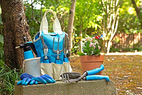 Kit4Pros Garden Tool Set Gardening Gifts for Women & Men & Birthday | Heavy Duty Tools Kit | Pruning Shears | Gardener Gloves| Sprayer| Weeder| Trowel| Storage Tote Bag Organizer