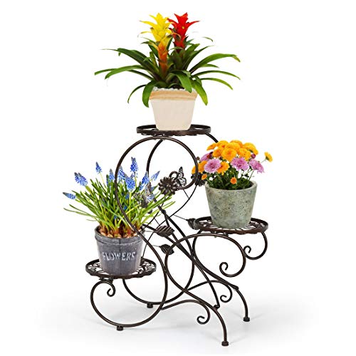 HLC 3 Tier Tall Plant Stand Outdoor Flower Stand Flower Pot Holder Display for Patio Garden Corner Balcony Living Room