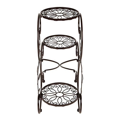 HLC 3 Tier Tall Plant Stand Outdoor Flower Stand Flower Pot Holder Display for Patio Garden Corner Balcony Living Room