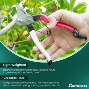 Gardeness Japanese Pruning Shears, 5/8 inch Bypass Heavy Duty Garden Pruner with SK5 Steel Blades – Lightweight Easy Grip Hand Pruners for Gardening, Trimming, Harvesting. Made in Taiwan