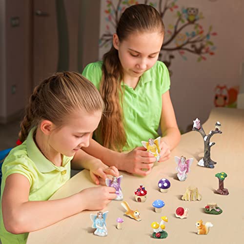 40 Pcs Fairy Garden Accessories Fairy Garden Miniatures Figurines Outdoor Fairy Garden House Kit Fairy House and Fairies for Fairy Garden Girl Fly Wing Dollhouse Decor for Home Garden Lawn Decoration