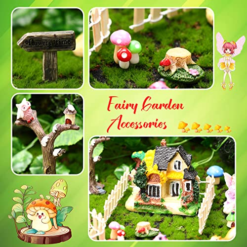 40 Pcs Fairy Garden Accessories Fairy Garden Miniatures Figurines Outdoor Fairy Garden House Kit Fairy House and Fairies for Fairy Garden Girl Fly Wing Dollhouse Decor for Home Garden Lawn Decoration