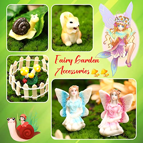 40 Pcs Fairy Garden Accessories Fairy Garden Miniatures Figurines Outdoor Fairy Garden House Kit Fairy House and Fairies for Fairy Garden Girl Fly Wing Dollhouse Decor for Home Garden Lawn Decoration