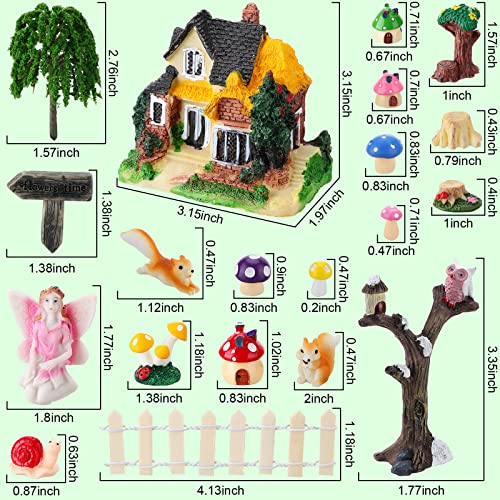 40 Pcs Fairy Garden Accessories Fairy Garden Miniatures Figurines Outdoor Fairy Garden House Kit Fairy House and Fairies for Fairy Garden Girl Fly Wing Dollhouse Decor for Home Garden Lawn Decoration