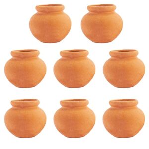 hiawbon miniature tiny clay pots pottery planter mini flower terra cotta pots for diy garden plants and office/desktop/windowsill decoration ,8 pcs