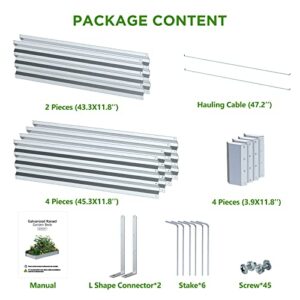 8×4×1FT Galvanized Raised Garden Bed Kit, PETNOZ Easy Quick Setup Raised Garden Boxes Outdoor With Metal Stake To Fix, Optional Size Rustproof Planter Box With No Bottom For Vegetables, Flowers, Herbs