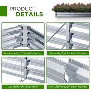 8×4×1FT Galvanized Raised Garden Bed Kit, PETNOZ Easy Quick Setup Raised Garden Boxes Outdoor With Metal Stake To Fix, Optional Size Rustproof Planter Box With No Bottom For Vegetables, Flowers, Herbs