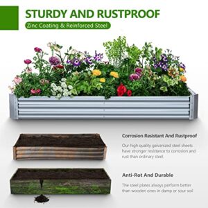 8×4×1FT Galvanized Raised Garden Bed Kit, PETNOZ Easy Quick Setup Raised Garden Boxes Outdoor With Metal Stake To Fix, Optional Size Rustproof Planter Box With No Bottom For Vegetables, Flowers, Herbs