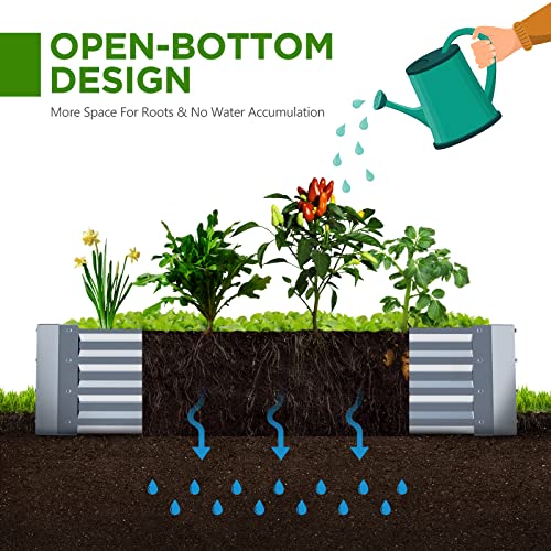 8×4×1FT Galvanized Raised Garden Bed Kit, PETNOZ Easy Quick Setup Raised Garden Boxes Outdoor With Metal Stake To Fix, Optional Size Rustproof Planter Box With No Bottom For Vegetables, Flowers, Herbs