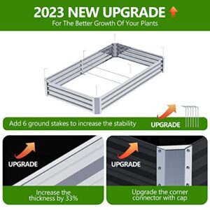 8×4×1FT Galvanized Raised Garden Bed Kit, PETNOZ Easy Quick Setup Raised Garden Boxes Outdoor With Metal Stake To Fix, Optional Size Rustproof Planter Box With No Bottom For Vegetables, Flowers, Herbs