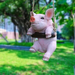 exquailty pig statues outdoor,hanging pig home and gardening decoration,large pig garden figurines,pig decor outside,charmingly naive pig statues home decoration (pk)