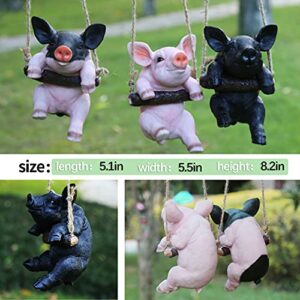 EXQUAILTY Pig Statues Outdoor,Hanging Pig Home and Gardening Decoration,Large Pig Garden Figurines,Pig Decor Outside,Charmingly Naive Pig Statues Home Decoration (PK)