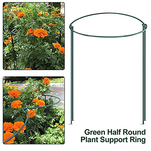 BLIKA 20 Pack Garden Plant Support Stake, 10" Wide x 16" High Half Round Metal Plant Stake, Plant Supports for Outdoor Plants, Outdoor Tall Plant Support Ring Cage, Plant Support Rings