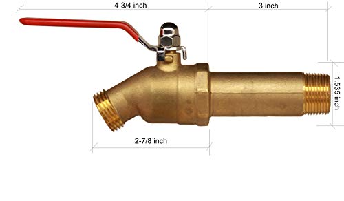 House Mods HMP011 LF Compliant Brass 3/4" MIP Water Heater Drain/Flush Valve(Full Port, Ball Valve, 3 inch Shank, W/ Garden Hose Cap)