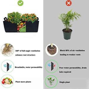 2 Pcs Plant Grow Bag with Handles, 10 Gallon Black Rectangle Heavy Fabric Raised Garden Bed for Vegetable Potato Onion, Durable Breathe Cloth Planting Container Pot for Indoor and Outdoor