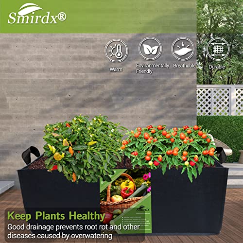 2 Pcs Plant Grow Bag with Handles, 10 Gallon Black Rectangle Heavy Fabric Raised Garden Bed for Vegetable Potato Onion, Durable Breathe Cloth Planting Container Pot for Indoor and Outdoor