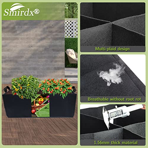 2 Pcs Plant Grow Bag with Handles, 10 Gallon Black Rectangle Heavy Fabric Raised Garden Bed for Vegetable Potato Onion, Durable Breathe Cloth Planting Container Pot for Indoor and Outdoor