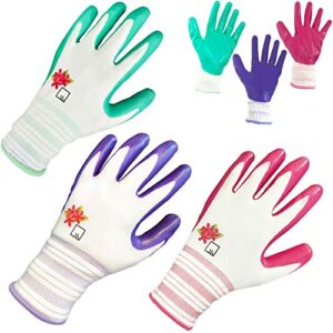 gardening gloves for women ladies garden gloves for women gardening gifts for women, 3 pairs, protective work gloves reusable gloves womens gardening gloves guantes de trabajo para mujer